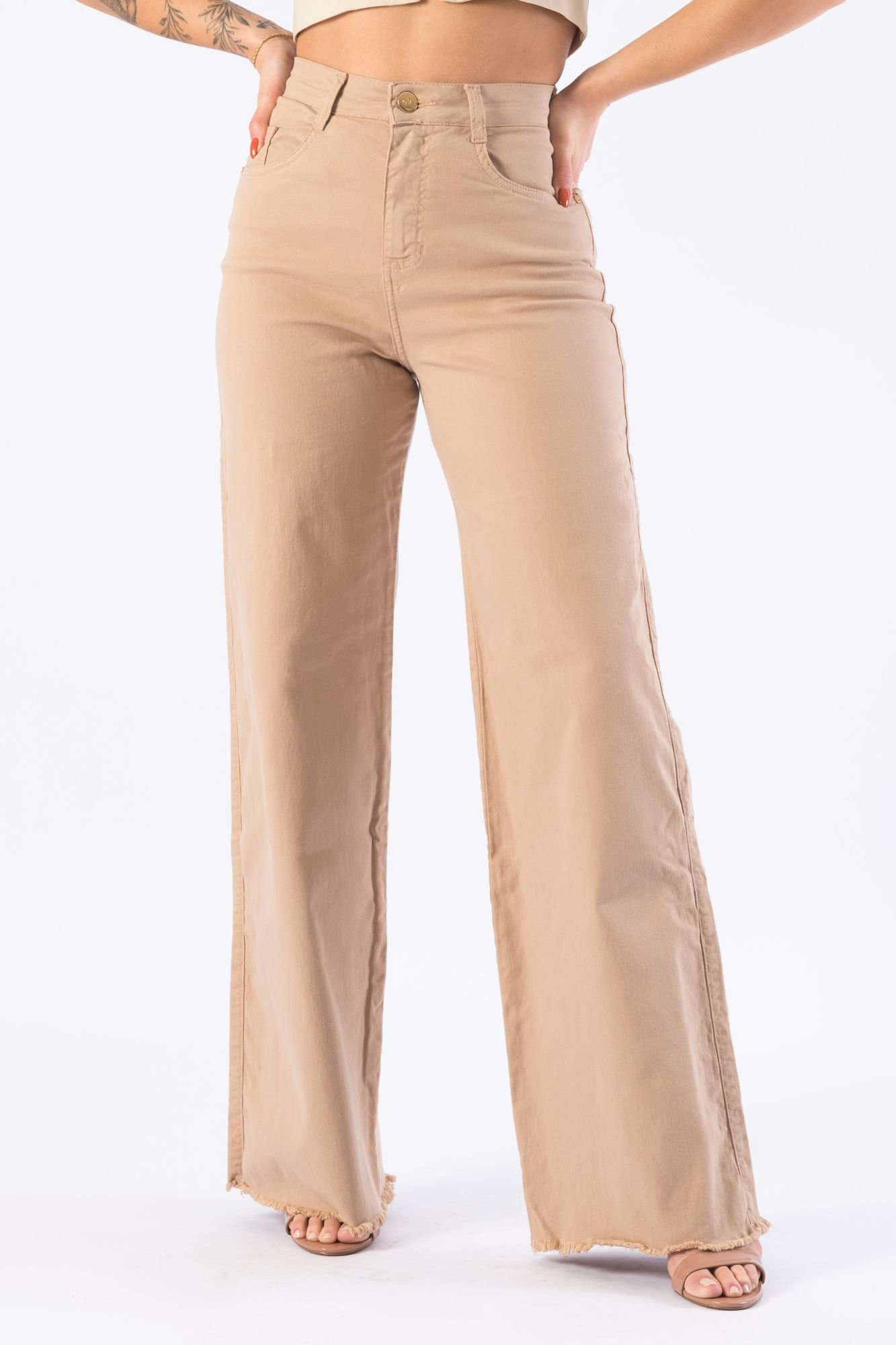Calça Wide Leg de Sarja - Geração Moderna