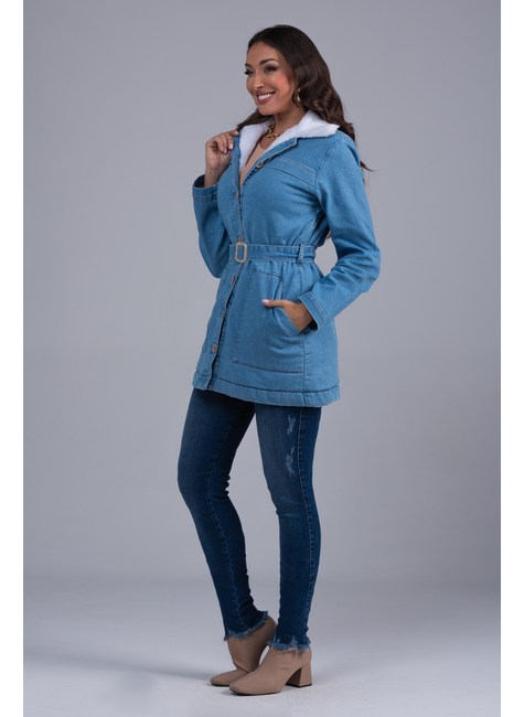 Parka Jeans Forrada Feminina - 7246 - M