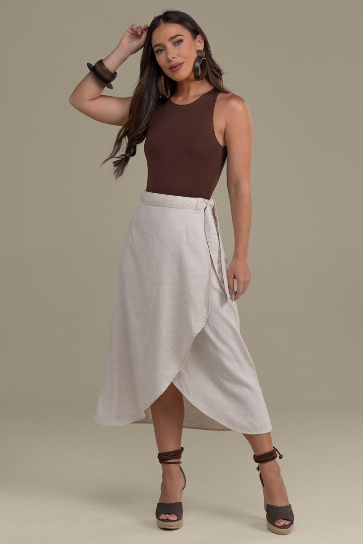 SAIA MIDI ENVELOPE DE LINHO - Linho Cru
