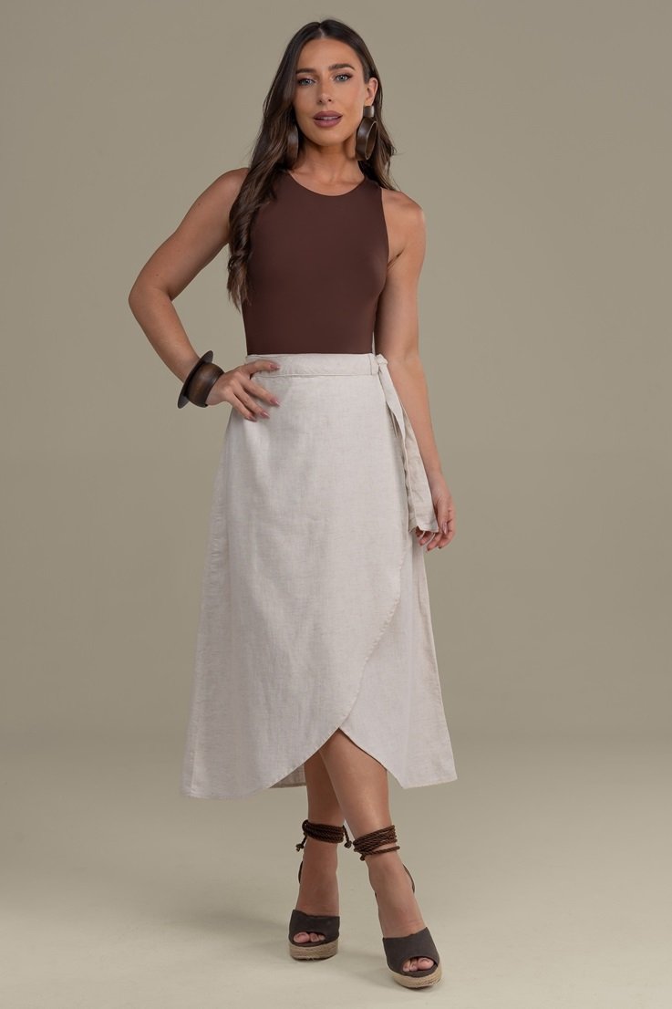 SAIA MIDI ENVELOPE DE LINHO - Linho Cru